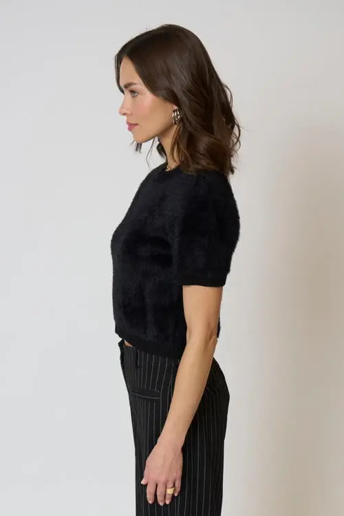 Central Park West Roman Eyelash Tee With Shoulder Pads