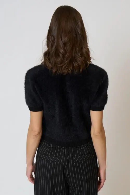 Central Park West Roman Eyelash Tee With Shoulder Pads