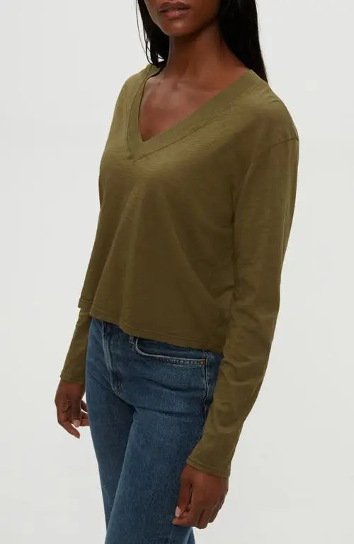 Michael Stars Brea V-neck Supima Cotton Top - Topiary