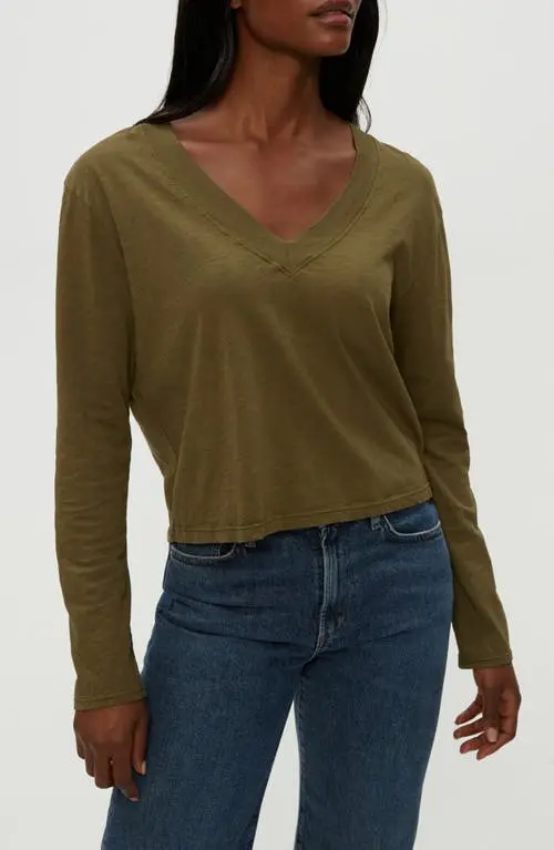 Michael Stars Brea V-neck Supima Cotton Top - Topiary