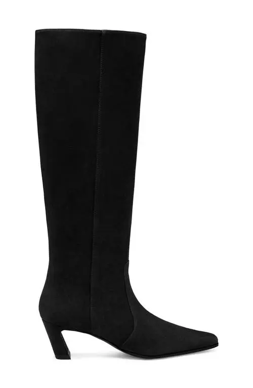 STUART WEITZMAN Stassi 50 Leather Boots - Black Suede