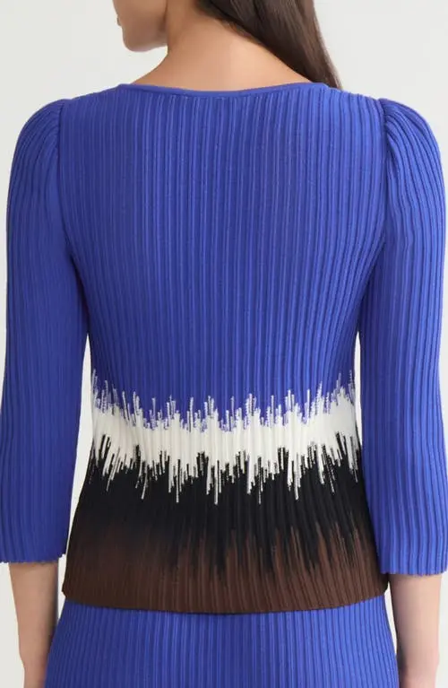 Ming Wang Ribbed Ombré Knit Top