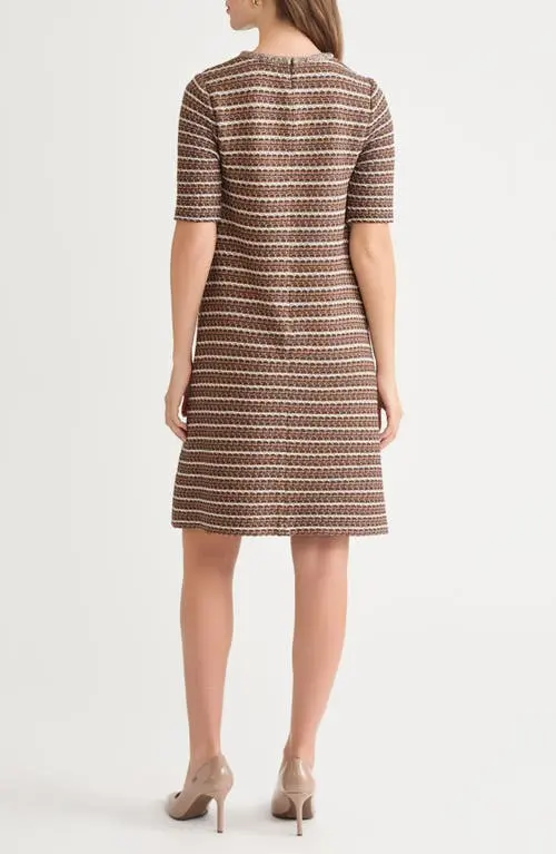 Ming Wang Braid Trim Knit A-line Dress