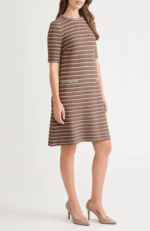 Ming Wang Braid Trim Knit A-line Dress