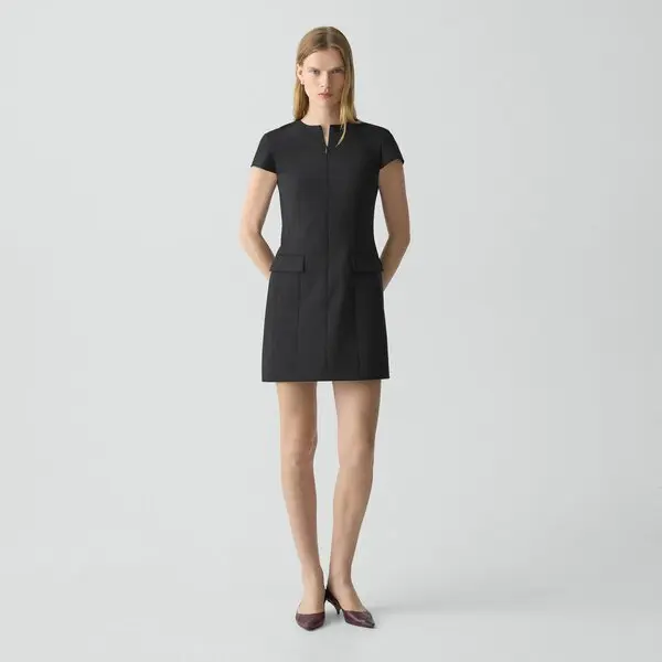 Theory Zip-front Mini Dress - Black
