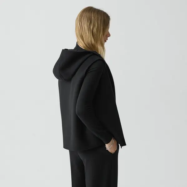 Theory Hooded Vest In Double-face Wool-cashmere - Black