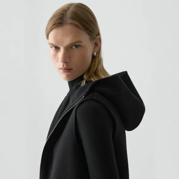 Theory Hooded Vest In Double-face Wool-cashmere - Black