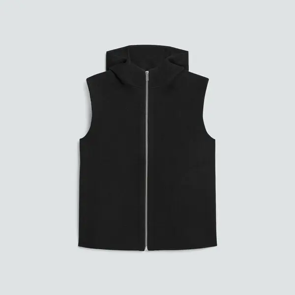 Theory Hooded Vest In Double-Face Wool-Cashmere - Black - 40% Off