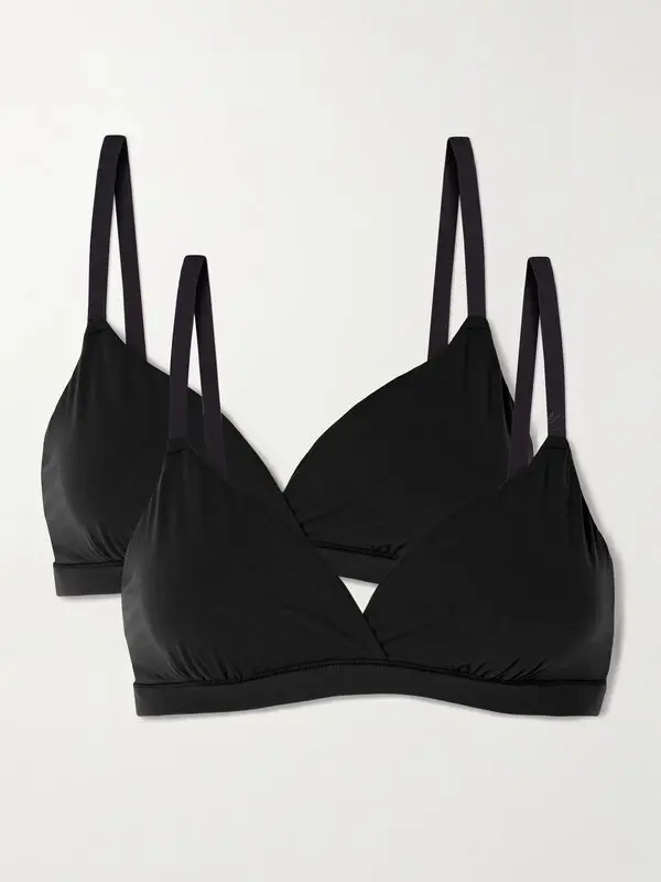 SKIMS Fits Everybody Crossover Bralette Two-pack - Black