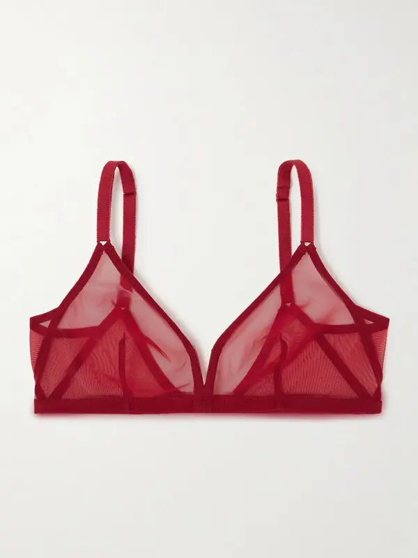 ERES Les Essentiels Providence Tulle Soft-cup Triangle Bra - Red