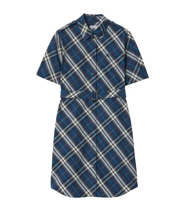 Burberry Cotton Check Mini Shirt Dress