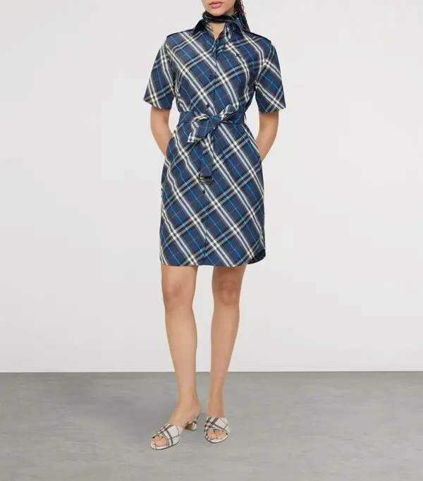 Burberry Cotton Check Mini Shirt Dress
