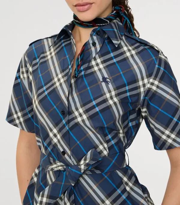 Burberry Cotton Check Mini Shirt Dress