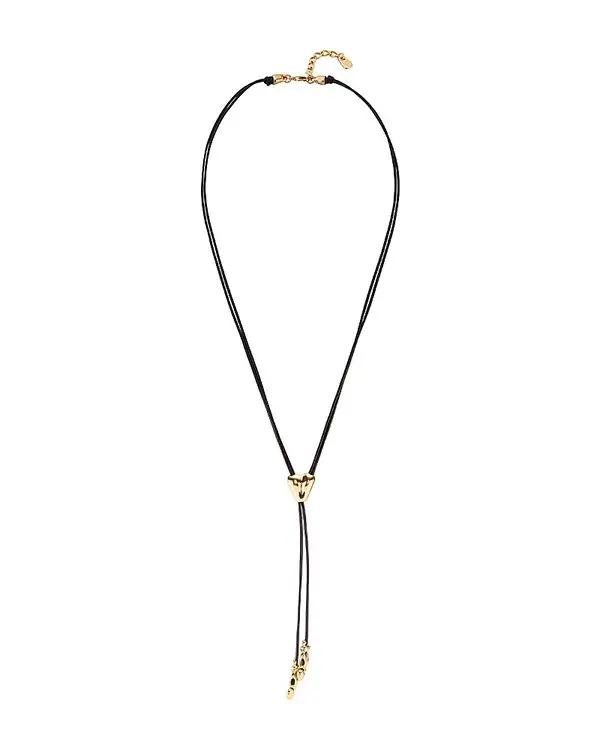 UNODE50 Heartline Leather Necklace With 18k -plated Figures - Gold