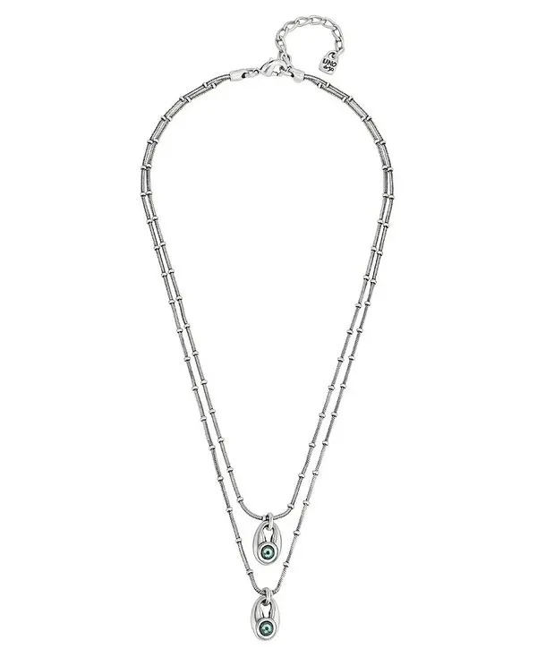 UNODE50 Double Strand Crystal Necklace - Silver
