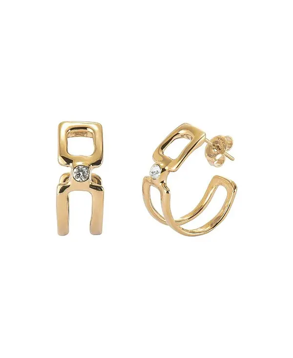 UNODE50 Double Hoop Topaz Earrings - Gold