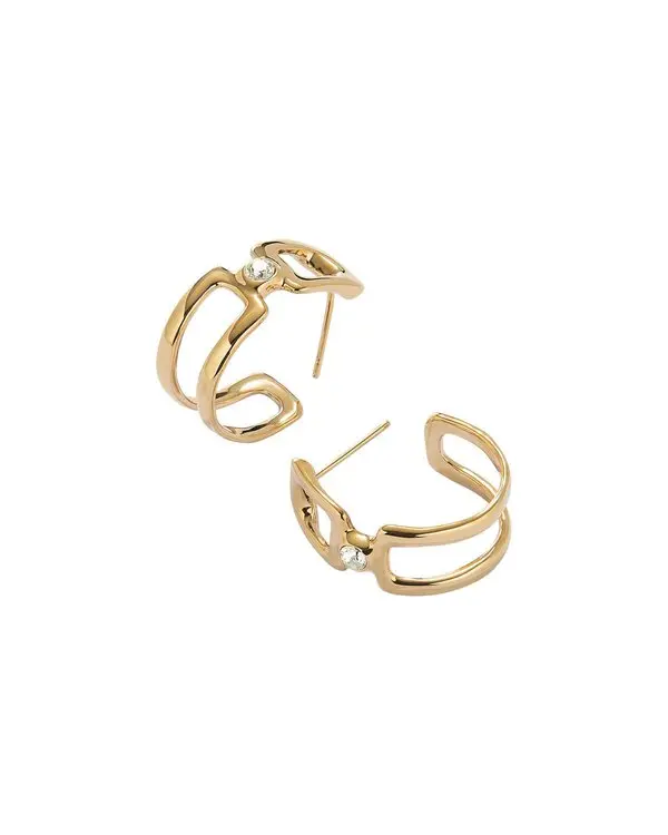 UNODE50 Double Hoop Topaz Earrings - Gold