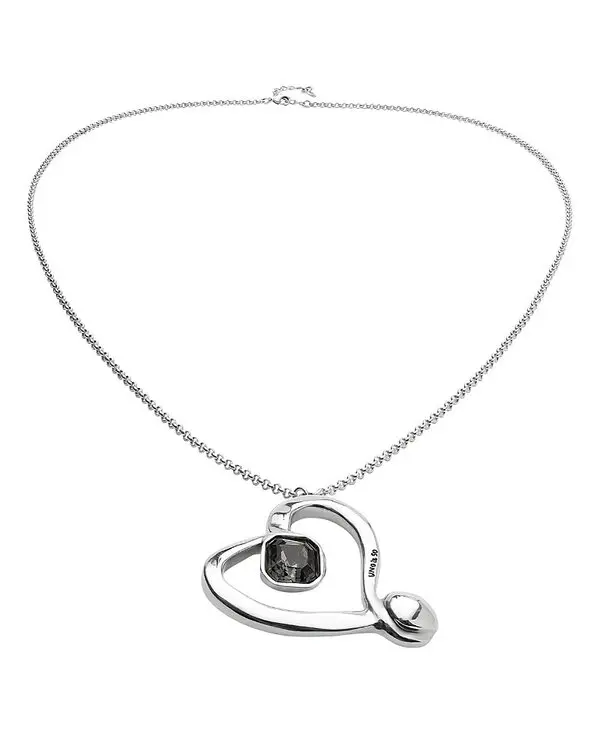 UNODE50 Long Heart Pendant Necklace - Silver