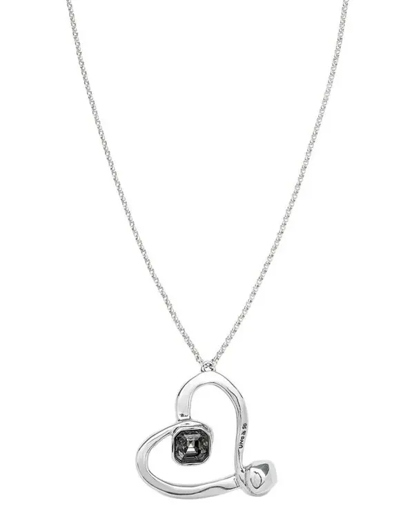 UNODE50 Sterling Plated Long Heart Pendant Necklace