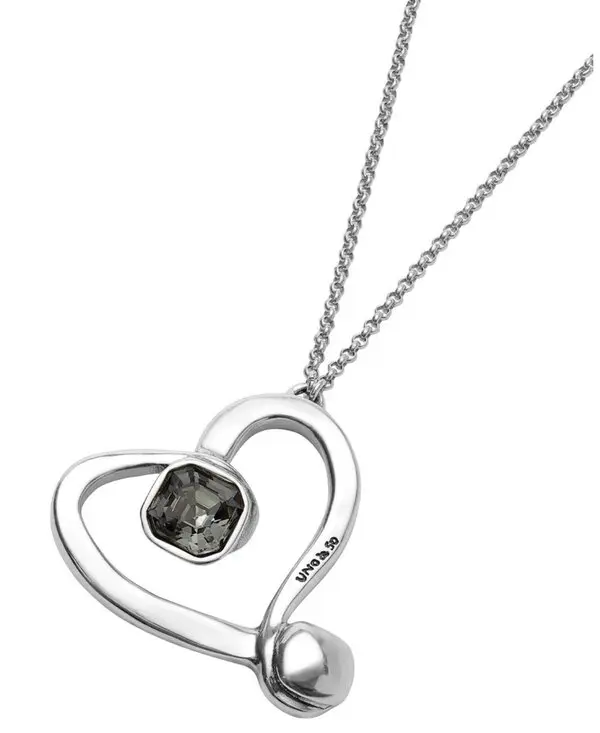 UNODE50 Sterling Plated Long Heart Pendant Necklace