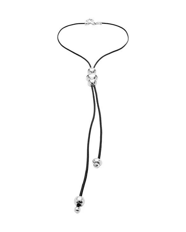UNODE50 Triple Bead Leather Necklace - Silver