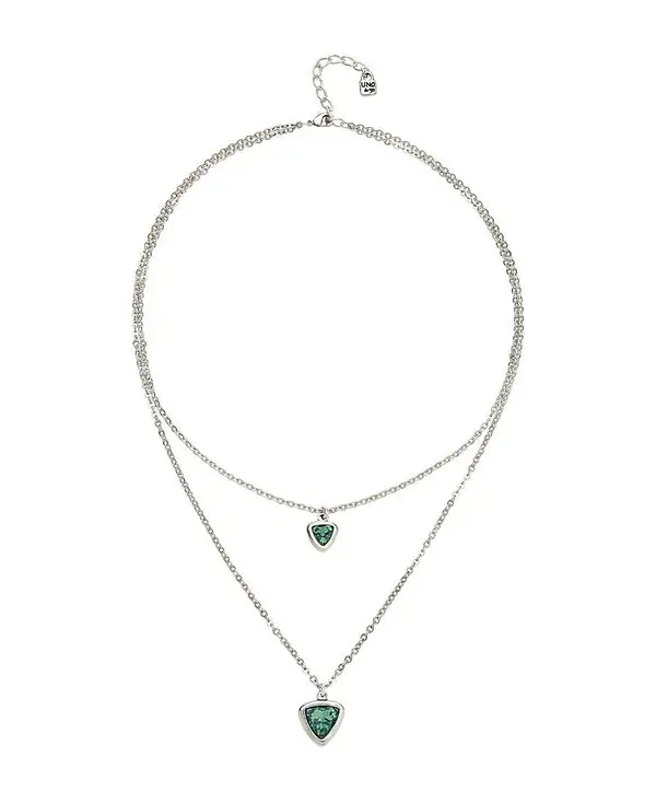 UNODE50 Green Crystal Pendant Necklace - Silver