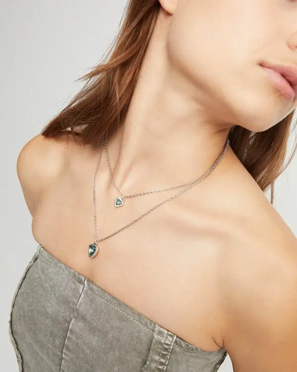 UNODE50 Sterling Plated Layered Triangle Pendant Necklace