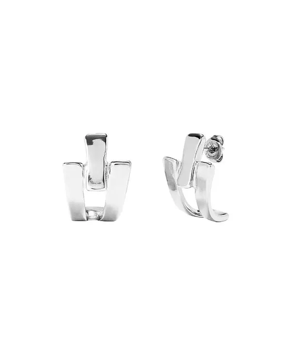 UNODE50 Single Curve Earrings In Sterling -plated Alloy - Silver