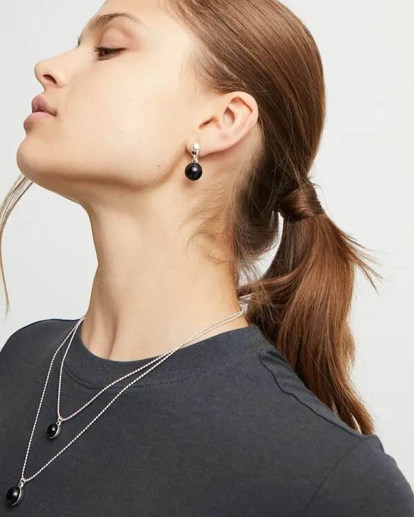 UNODE50 Black Murano Glass Drop Earrings