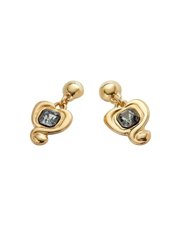 UNODE50 Heart & Crystal Drop Earrings - Gold