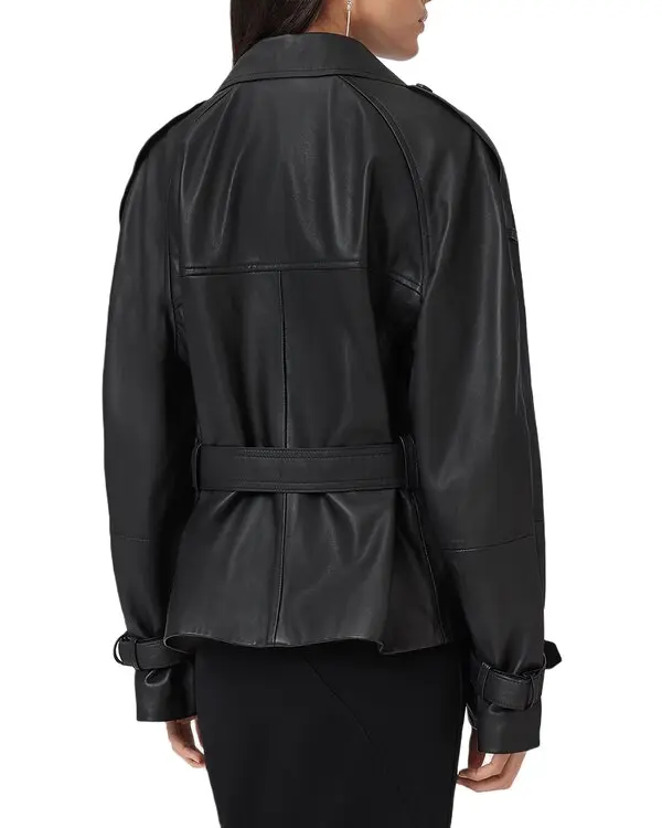 ALLSAINTS Leather Trench Jacket - Black