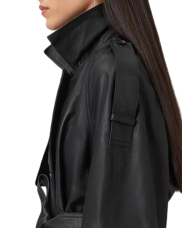 ALLSAINTS Leather Trench Jacket - Black