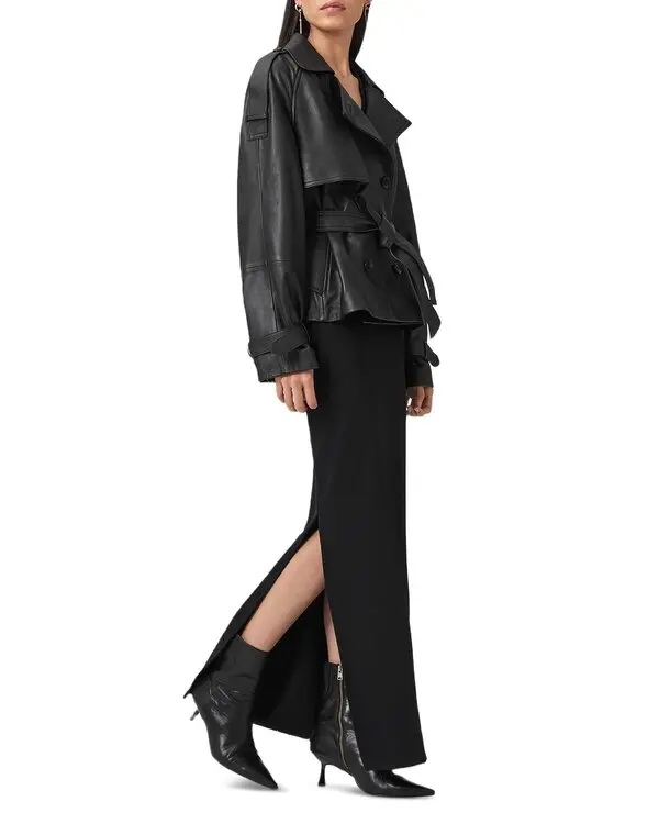 ALLSAINTS Leather Trench Jacket - Black
