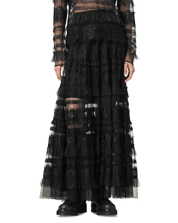 ALLSAINTS Arlea Tulle Maxi Skirt - Black