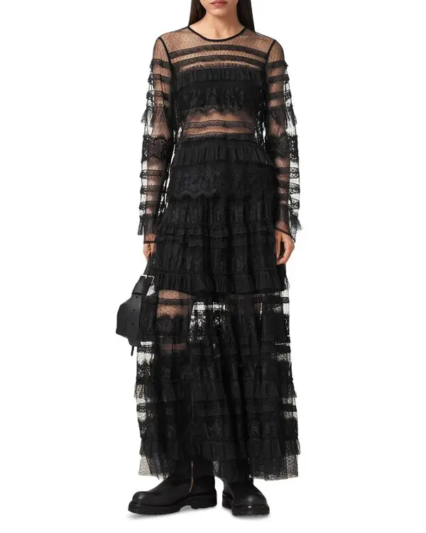 ALLSAINTS Arlea Tulle Maxi Skirt - Black