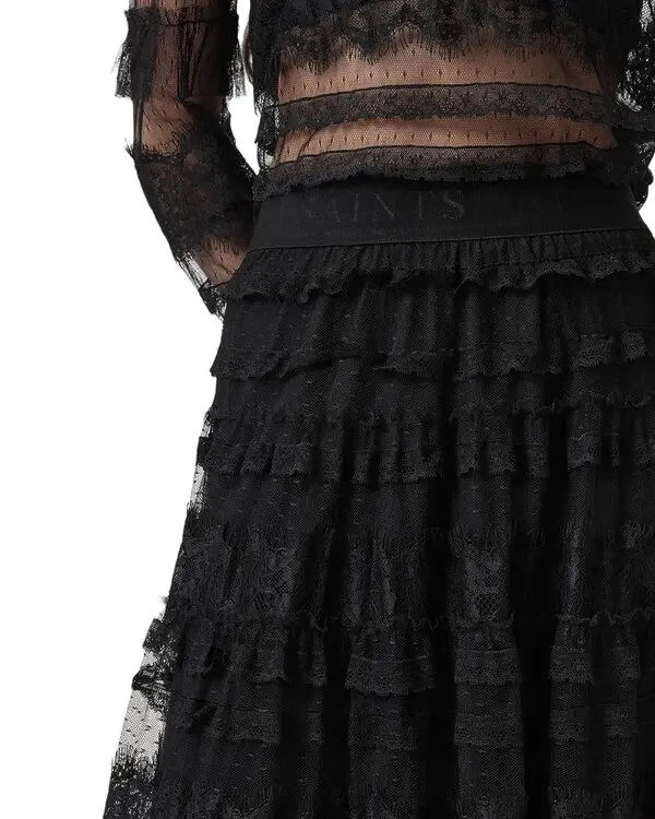ALLSAINTS Arlea Tulle Maxi Skirt - Black
