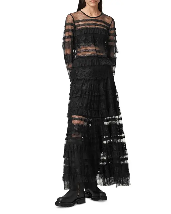 ALLSAINTS Arlea Tulle Maxi Skirt - Black