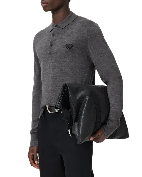 ALLSAINTS Lover Merino Ls Polo - Monument Grey