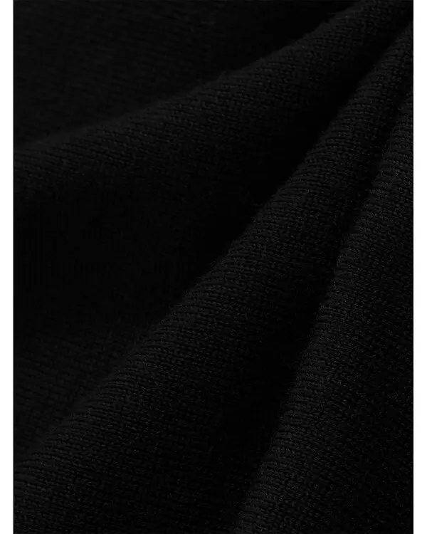 REISS Duchie Short Sleeve Open Collar Merino Polo Shirt - Black