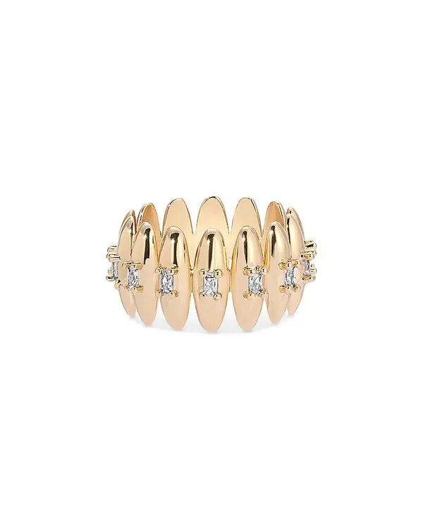 Ettika Baguette Crystal Oval Dome Band Ring - Gold