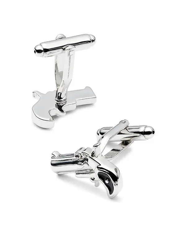 LINK UP Revolver Pistol Cufflinks - Silver/black
