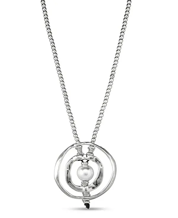 UNODE50 Pearl Drop Pendant Necklace - Silver