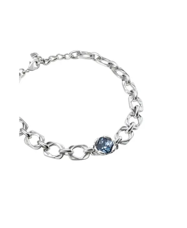 UNODE50 Wide Link Blue Crystal Necklace