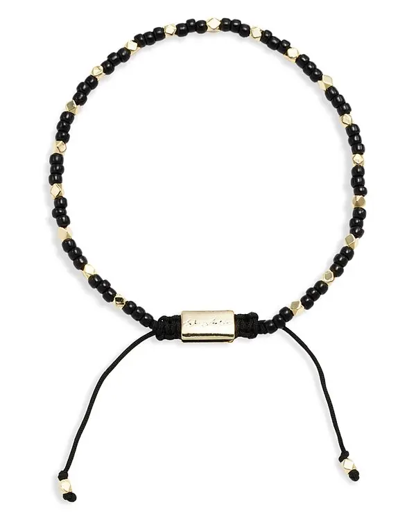 JAN LESLIE Black Bead & Gold-tone Sterling Silver Bracelet - Black/gold