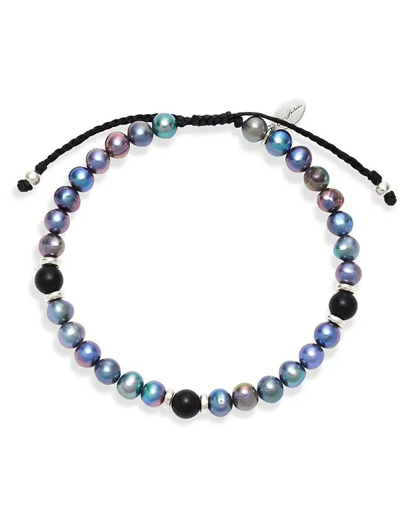 JAN LESLIE Freshwater Pearl And Agate Beaded Bracelet - Grey/black
