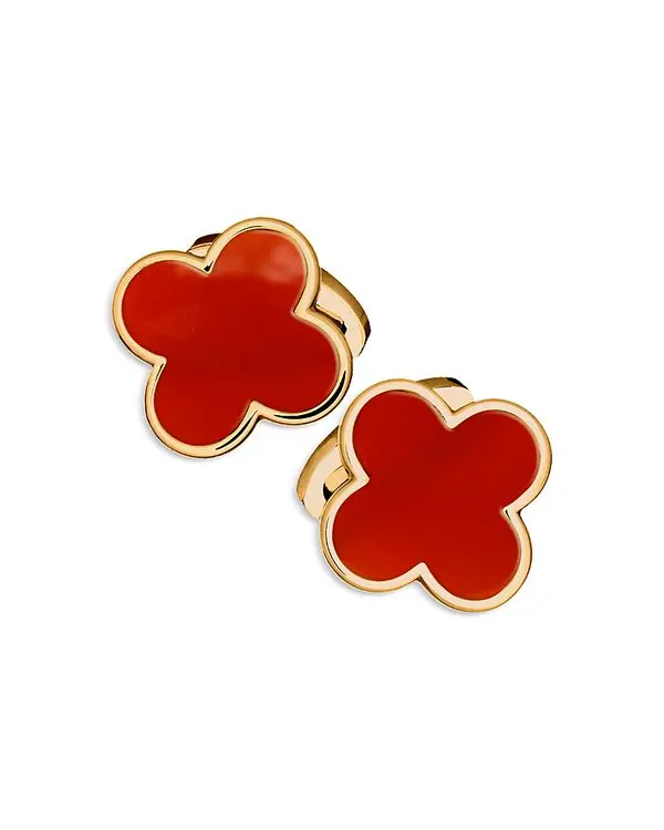 JAN LESLIE 18k Gold Vermeil Clover Cufflinks - Red