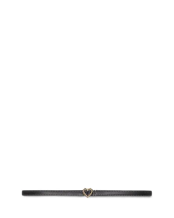 Maje Slim Heart Leather Belt - Black