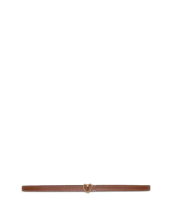 Maje Slim Heart Leather Belt - Camel
