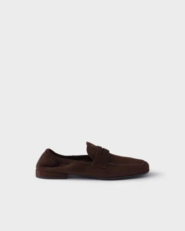 Prada Shuffle Antiqued Suede Loafers - Brown