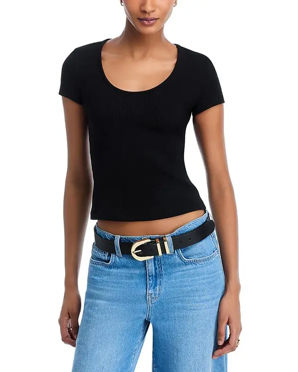 L'Agence Brynlee Short Sleeve Scoop Neck Tee - Black